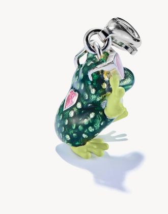 Thomas Sabo Pendentif charm grenouille - Argent&eacute;, vert et rose