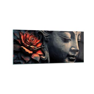 Arttor Wandbilder Dekoration Wohnzimmer Buddha Indien Meditation Panorama Bilder auf Glas 120x50cm Glasbild Schlafzimmer K&uuml;che Wand Kunstdruck Art Gro&szlig; Wandd