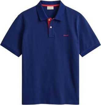 GANT Homme, Tops, Bleu, Taille: L Polo Piqu&eacute; Contrast&eacute;