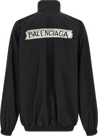 Balenciaga Logo-Print Tech Poplin Sweatshirt - Black