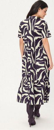 Olsen Midikleid mit Hemdblusenkragen und Allover-Dessin