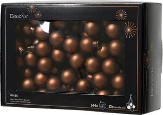 Kaemingk Weihnachtskugeln am Draht Glas 2cm x 144 Stück Spiegelbeeren matt Espressobraun lederbraun - Schokobraun - kastanienbraun - kupferbraun - Zimt