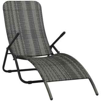 vidaXL Vidaxl - Transat de Jardin pliable Bain de soleil Chaise Longue R&eacute;sine tress&eacute;e Gris