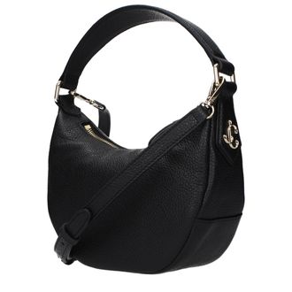 Jimmy Choo London Womens Pebbled Leather Shoulder Bag Black