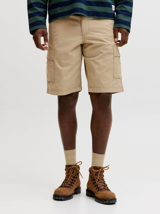 Jack & Jones Cargoshorts JACK & JONES JPSTCOLE MATTY CARGO SHORT MID, Herren, Gr. XS, N-Gr, crockery, Web, Obermaterial: 100% Baumwolle, unifarben, relaxed fit kni