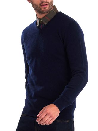 Barbour Essential Lambswool V Neck Jumper Navy M