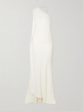 Victoria Beckham Asymmetrische Robe Aus Rippstrick Mit Verzierungen - Elfenbein