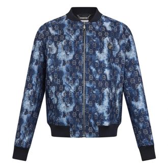 Philipp Plein Jacquard Denim Bomber Monogram - - Jackets - Herren - Blau - L