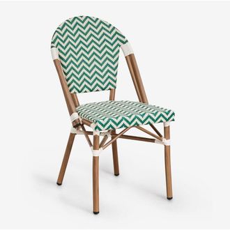 Sklum Sklum - Stapelbarer Esszimmerstuhl Brielle Bistro aus Aluminium Grün Apfel - Gardenia Weiß