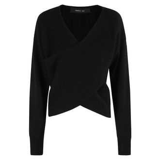 Federica Tosi Schwarzer V-Ausschnitt Langarm Pullover - - Knitwear - Damen - Schwarzk - L