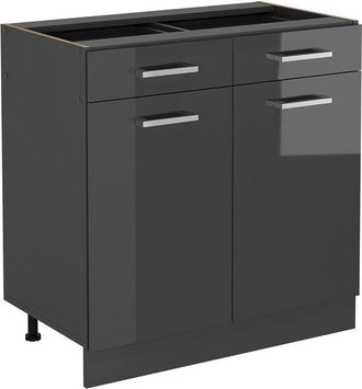 Vicco Küchenunterschrank R-Line, Anthrazit Hochglanz, 80 cm ohne Arbeitsplatte
