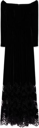 Elie Saab Samtkleid mit Stickerei - Schwarz