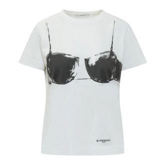 Givenchy Baumwoll-T-Shirt mit BH-Print - - Tops - Damen - Wei&szlig; - M