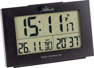 Atlanta Mocassin Funkwecker Digital 2 Weckzeiten Temperatur Luftfeuchtigkeit Licht Snooze - 1889/7