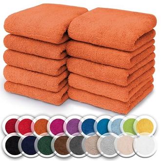 NatureMark 10er-Set Frottee-Waschlappen für Gesicht und Hände - 100% Baumwolle, weich und saugfähig - 30×30 cm, Terrakotta