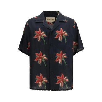 Valentino Leinenhemd mit Muster und klassischem Design - - Shirts - Herren - Schwarzk - XL