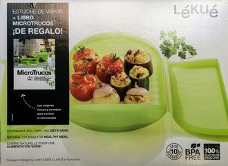 L&eacute;ku&eacute; Dampfgarer, 3-4 Personen + Buch Microtrucos