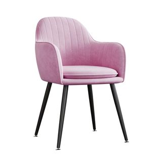 Generic Schminkstuhl, moderner rosa Schminkhocker mit schwarzen Metallbeinen - stilvoller Frisiertischstuhl f&uuml;r das Schminkzimmer, Wohnzimmer oder Schlafzimme