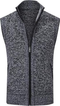 Generic Pull tricot&eacute; sans manches en laine avec fermeture &eacute;clair pour homme n36