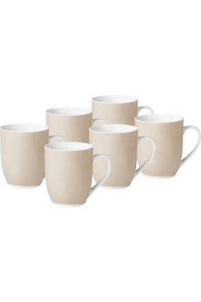Van Well Kaffeebecherset Vario, Weiß, Taupe, Keramik, 6-teilig, 300 ml, 11x10x8 cm, Kaffee & Tee, Tassen, Kaffeetassen-Sets