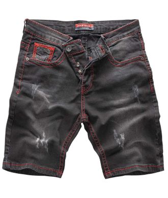 Rock Creek Herren Shorts Jeansshorts Denim Stretch Sommer Shorts Regular Slim [RC-2129 - Black Red - W29]
