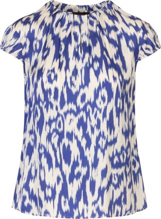 Apart Fashion APART Bedruckte Bluse aus matt schimmerndem Satin mit Allover-Druckmuster, Royalblau-Creme, 40