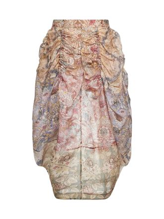 Zimmermann Womens Floral Midi Skirt Linen