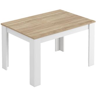 PEGANE Table a manger Extensible en ch&ecirc;ne canadian et blanc Artik - Hauteur 78 x Longueur 140-190 x Largeur 90 cm