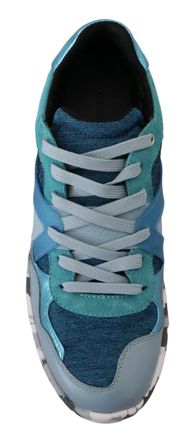 Dolce & Gabbana Mens Blue Gray Leather Sport Low Top Sneakers