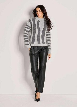 Madeleine Strickpullover Stilvoller Strickpullover mit modernem Allover-Muster Wollpullover mit Stehkragen, Rippenb&uuml;ndchen und Langarm