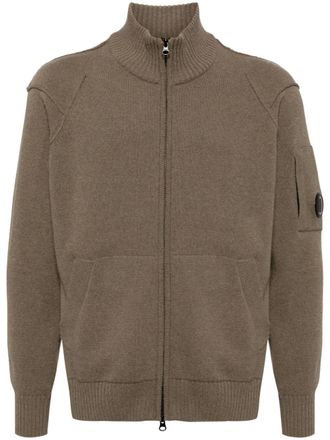 C.P. Company cardigan gaufré à col roulé - Marron