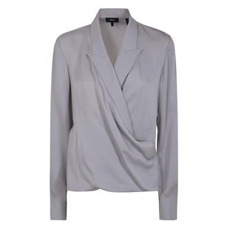 Theory Chemisier crois&eacute; - Femme - Blouses et Chemises - Gris - Taille: 42 FR