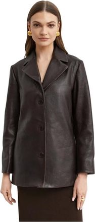 Nour Hammour Nour Hammour, Femme, Vestes, Brun, Taille: 34 FR Opus Leather Jacket