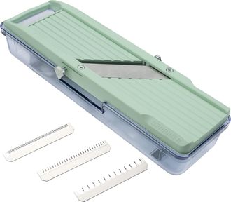 Benriner BN-3GR Japanischer Hand-Mandolinenschneider mit drei austauschbaren Edelstahlklingen, elfenbeinfarben, Gem&uuml;sesch&auml;ler, Obstschneider, Sch&auml;ler, Edelstah