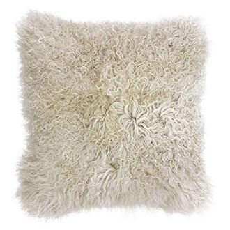 Riva Paoletti Riva Paoletti Mongolisches Kissenh&uuml;lle, beige nat&uuml;rliches Schaffell Fabric-Luxurious Wildleder Feel reverse-100% (40,6 x 40,6 cm Zoll) - Entworfen in 