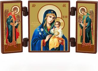 NKlaus Gottesmutter Nicht Verwelkende Blume - christliche Ikone Triptychon - Neuvjadaemyj Cvet - reise Altar Holz 36166