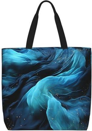 Generic Tissu Bleu Sac &Agrave; Bandouli&egrave;re Grand Sacs De Courses L&eacute;ger Sac Fourre Tout Pour Travail Shopping Quotidienne