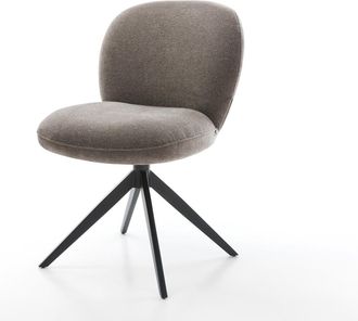 DELIFE Drehstuhl Nube-Flex Strukturstoff Soft Taupe Kreuzgestell breit Schwarz 360&deg; drehbar Wippfunktion Taschenfederkern, Esszimmerst&uuml;hle