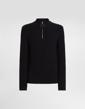Dolce & Gabbana Rollkragenpullover Mit Rei&szlig;verschluss Und Logo - Mann Strickwaren Blau 52