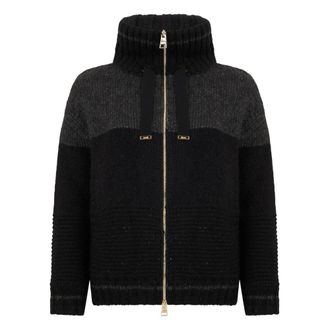 Herno Strickjacke mit Rei&szlig;verschluss - - Knitwear - Damen - Schwarzk - M