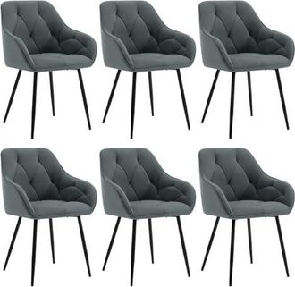 Woltu Lot de 6 Chaises de Salle &agrave; Manger, Chaises de Cuisine Rembourr&eacute;es avec Dossier, Accoudoirs, Pieds en M&eacute;tal, pour Salon, Bureau, Coiffeuse, en Velours