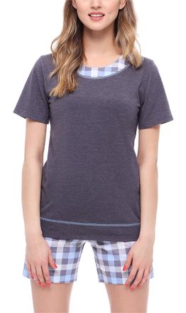 Merry Style Damen Schlafanzug MS10-237 (Dunkelmelange/Kariert, L)