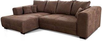 Cavadore Cavadore Ecksofa Mavericco / XXL Couchecke inkl. Kissen / Longchair links / Industrial Style / 285 x 69 x 170 (BxHxT) / Mikrofaser Braun