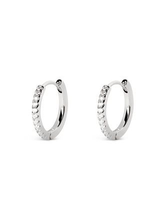 Singularu Cleo L Creolen. Sterlingsilber mit Rhodium-Beschichtung und Zirkonia. Schmuck f&uuml;r Damen