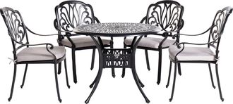 Beliani Gartenset 1 Tisch 4 St&uuml;hle aus Aluminium in Schwarz Ancona