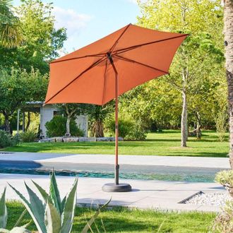 Hesperide Parasol droit rond inclinable Soya 2,7m acajou - Hesp&eacute;ride