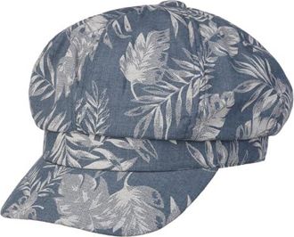 LIPODO Casquette Gavroche Allover Leaves Femme - Baker Boy avec Etiquette Visiere, Visiere Ete Printemps-ete - M (57-58 cm) Denim