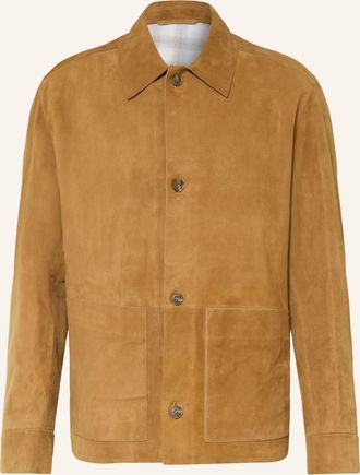HUGO BOSS Leder-Overjacket Mandrian beige