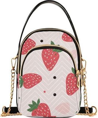 Mnsruu Sac à bandoulière pour femme - Rouge fraise et rose - Petit sac à bandoulière avec sangle réglable