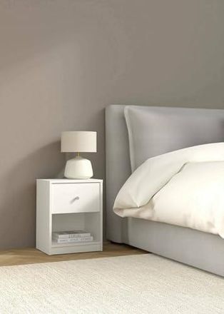 Dmora Nachttisch Roxanne, Niedrige Kommode, Tisch, Multifunktionaler Nachttisch, 38x30 h48 cm, Wei&szlig;